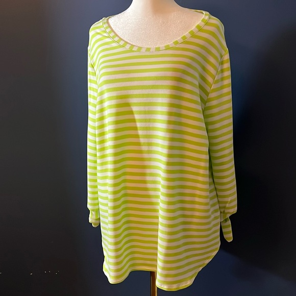 Ruby Rd. | Tops | Ruby Rd Lime And Bright White Tunic With Bow Sleeves ...